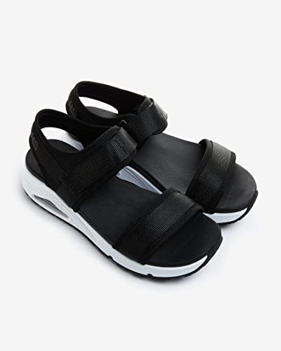 Skechers Cali Women's womens Uno - New Sesh Sport Sandal, Black/White, 11 US