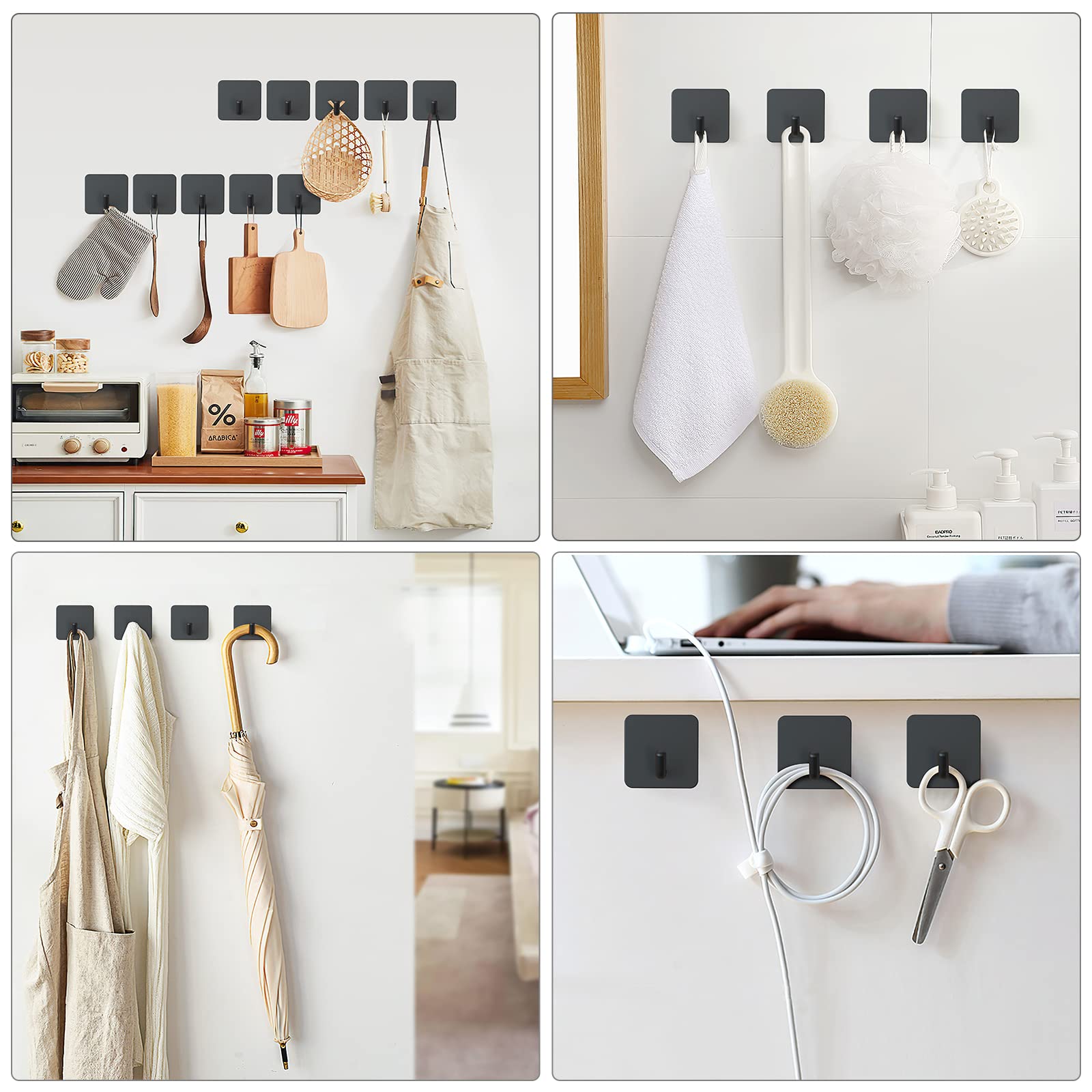 VIS'V 4 Pcs Suction Cup Hooks and 4 Pcs Adhesive Hooks