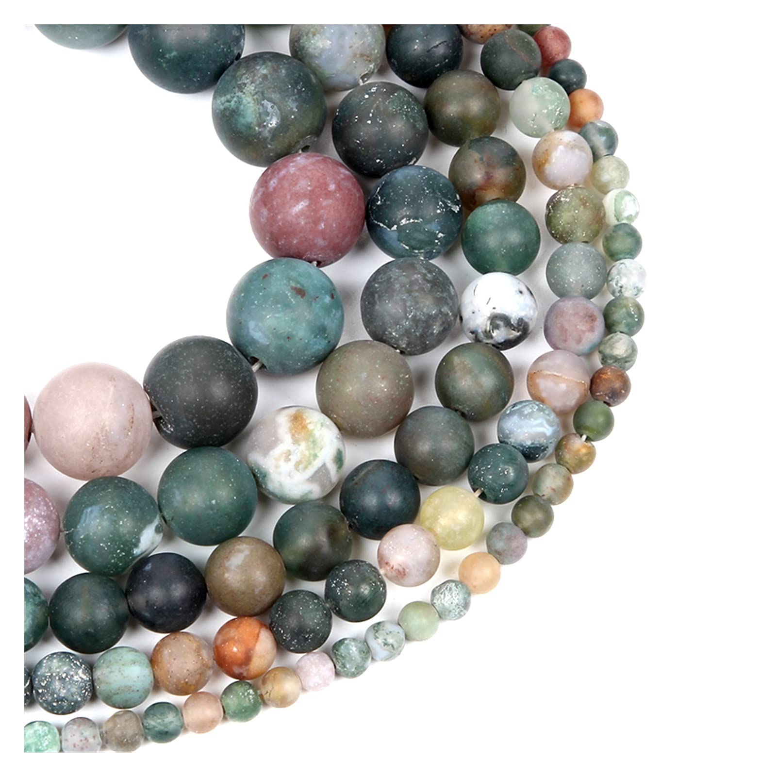 NHBT YU Natural Stone Beads Frosted Indian Agate Round Loose Beads for Jewelry Making Needlework Bracelet DIY 4-12 MM T87 (Color : H7460, Item Diameter : 6mm About 63 pcs)