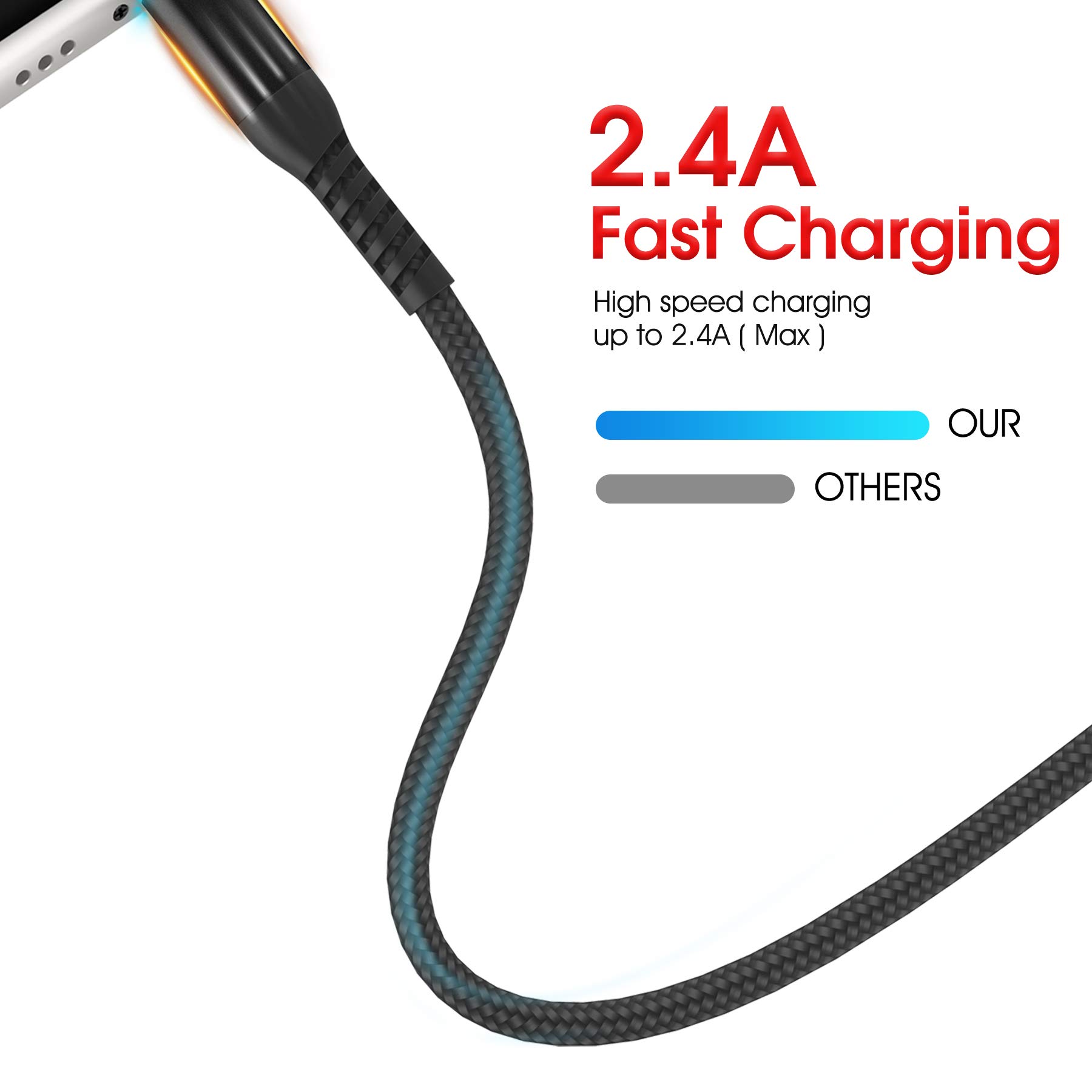 SMALLELECTRIC PAST SMILE, FUTURE WIN 2 Pack Long Cable 10 Foot,Nylon Braided 10 feet Charging Cord