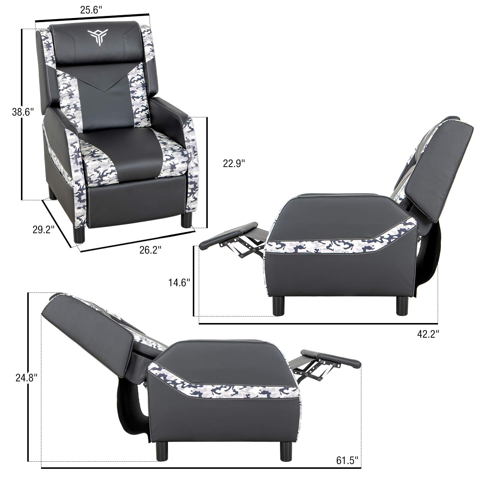 Racing Gaming Office Desk Chair - Ergonomic PU Leather Swivel Reclining Chair High Back Executive E-Sports Computer PC Video Game Chair with Footrest Adjustable Armrest and Lumbar Support