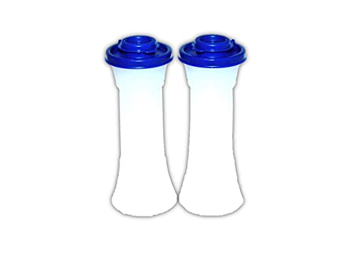 Tupperware Large Hourglass Salt and Pepper Shakers 6 Inch Bright Blue