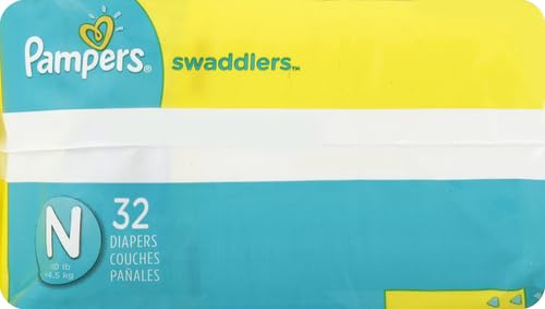 Pampers Swaddlers Disposable Diapers Newborn Size 0 (> 10 lb), 32 Count, JUMBO