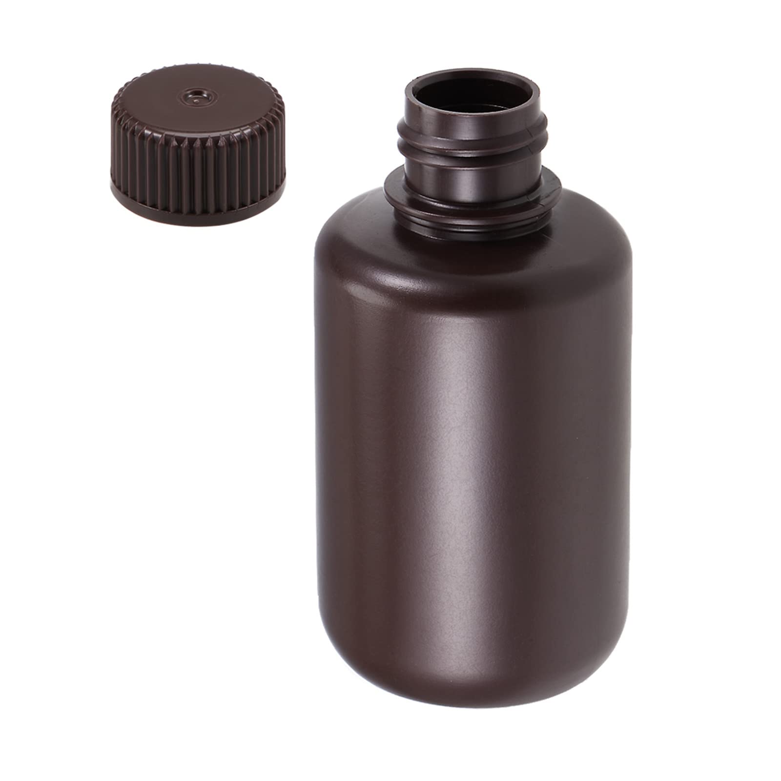 YOKIVE 1 Pcs Lab Chemical Bottle, Plastic Containers with Small Mouth | Reagent Sample Sealing, Great for Laboratory, Store, Factory (Brown, 125-ML)