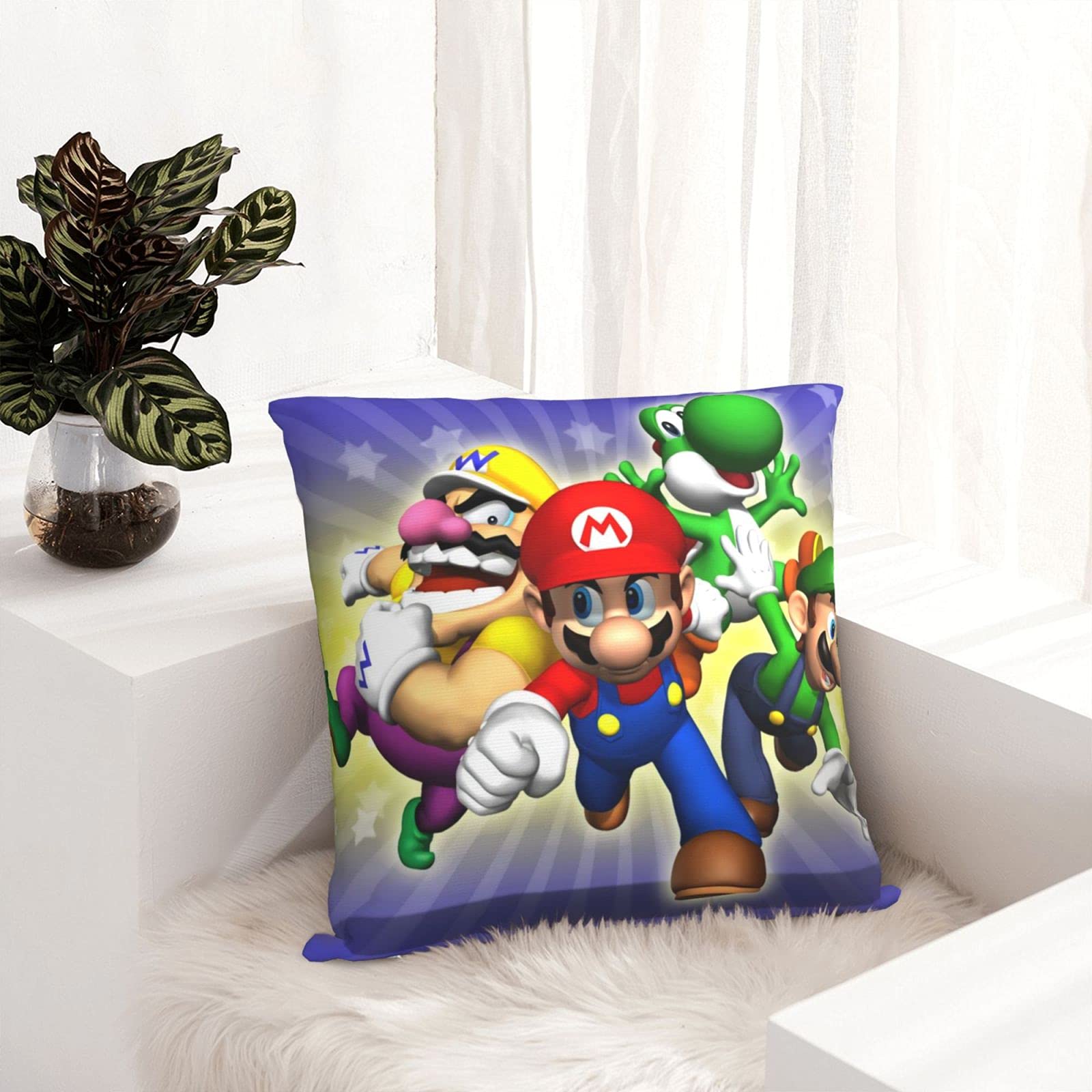 PEVNMXA Cute Characters Throw Pillow Covers 18x 18 Inch Soft Square Cushion for Couch Decorative Pillows Cases for Sofa Bedroom Gameroom