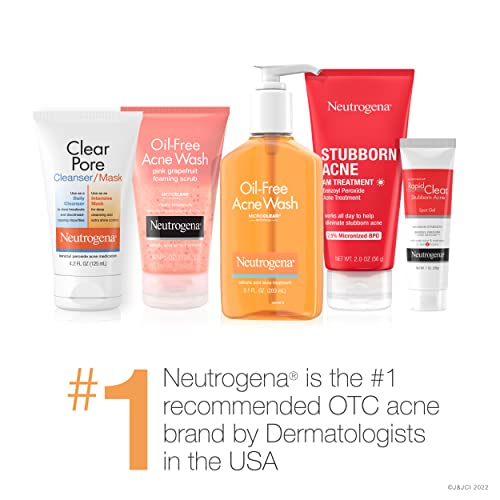 Neutrogena Clear Pore 2 in 1 Facial Cleanser/Face Mask with Kaolin & Bentonite Clay & 3.5% Benzoyl Peroxide Acne Treatment Medication, Daily Face Wash & Shine Control Clay Mask, 4.2 fl. Oz (Pack of 6)