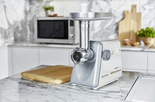 Panasonic Meat Grinder, Electric Heavy Duty with Sausage Stuffer and Kubbe Maker Attachments, Precision Japanese Technology, Multifunctional Tabletop, 1, White