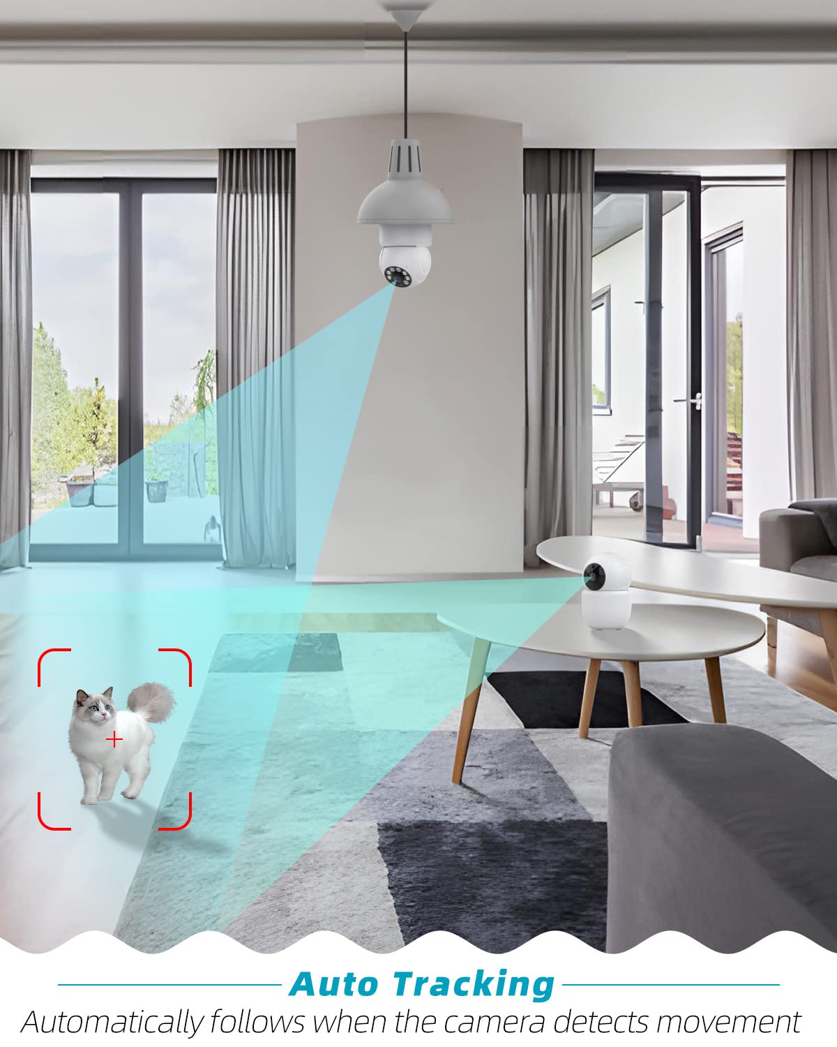 Security Camera Sets, Light Bulb Security Camera Indoor Camera Wireless with Phone App Baby Monitor with Camera and Audio 360° WiFi Cameras for Home Security Motion Tracking Full Color Night Vision