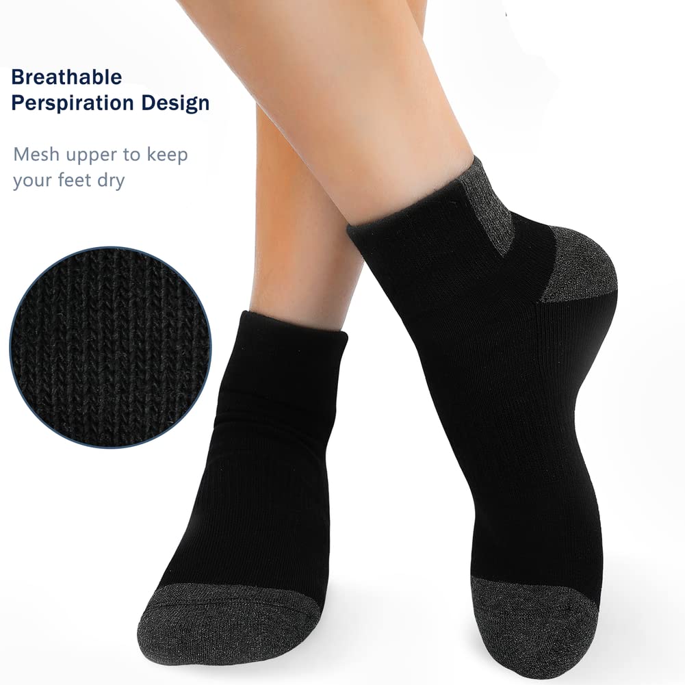 unitop Quarter Socks Men Non Slip Comfort Athletic Sports Socks Black L