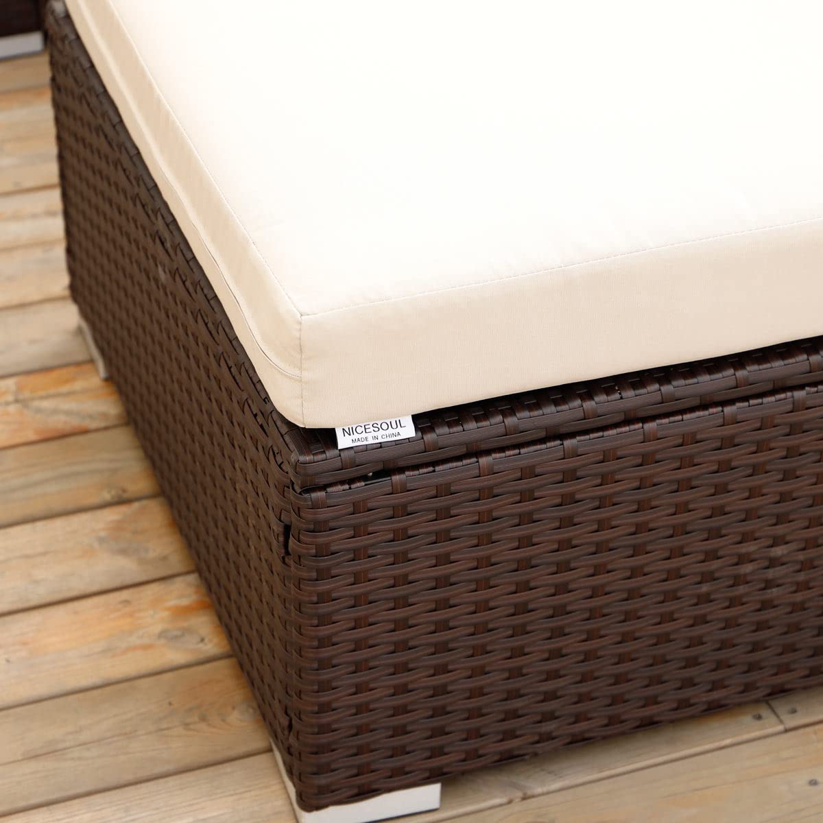 NICESOUL Conversation Sets Outdoor Patio Furniture Sofa Set Gray PE Rattan Wicker Conversation Sets (Black Ottoman)