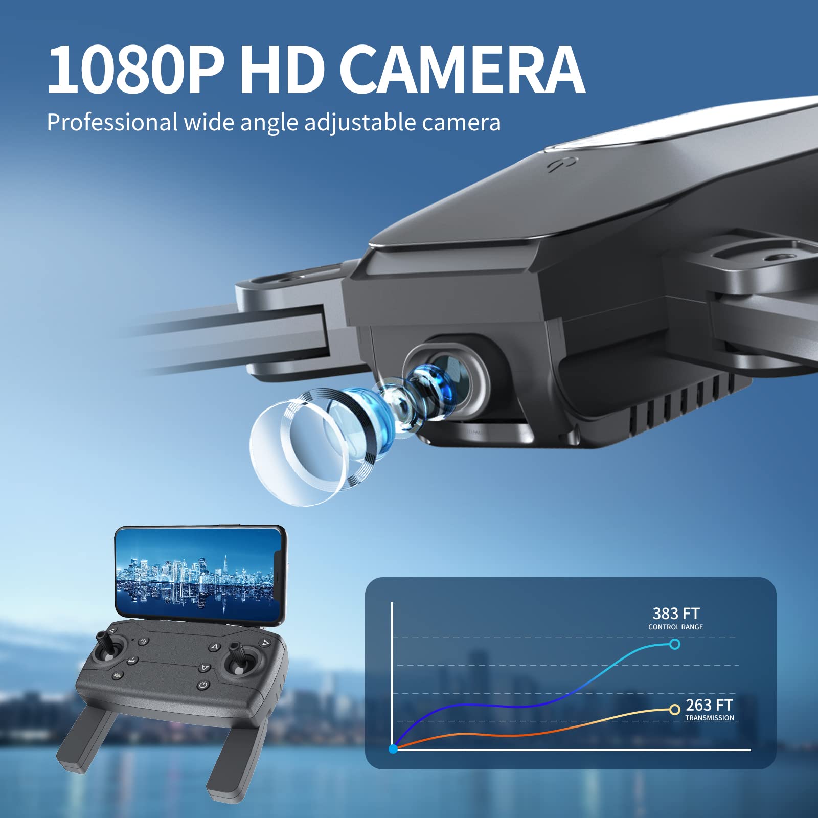 Oike Camera Drones for Adults and Kids,1080P FPV Video Drone with Carrying Case, Drone with Camera for Adults Beginners, Foldable RC Quadcopter, Super Stable, Very Easy Fly