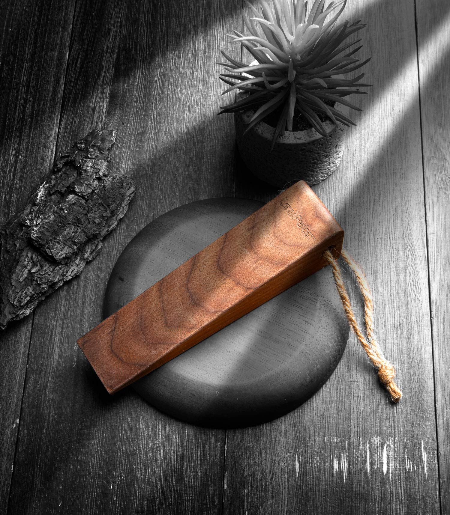 Security Large Soild Wood Door Stopper, Non-Slip Door Stops with Premium Heavy Duty (1 Piece, Walnut)