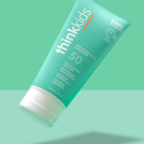 Thinksport Kids SPF 50+ Mineral Sunscreen β Safe, Natural Sunblock for Children - Water Resistant Sun Cream β Broad Spectrum UVA/UVB Sun Protection β Vegan, Reef Friendly Sun Lotion, 6oz