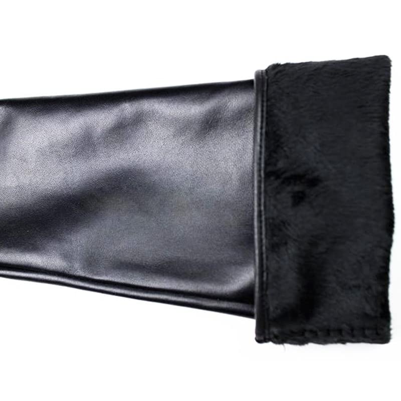WALNUTA Long Sheepskin Gloves Women's Genuine Leather 58cm Length Sleeve Velvet Lining Keeps Warm in Autumn and Winter (Color : A, Size : 7)