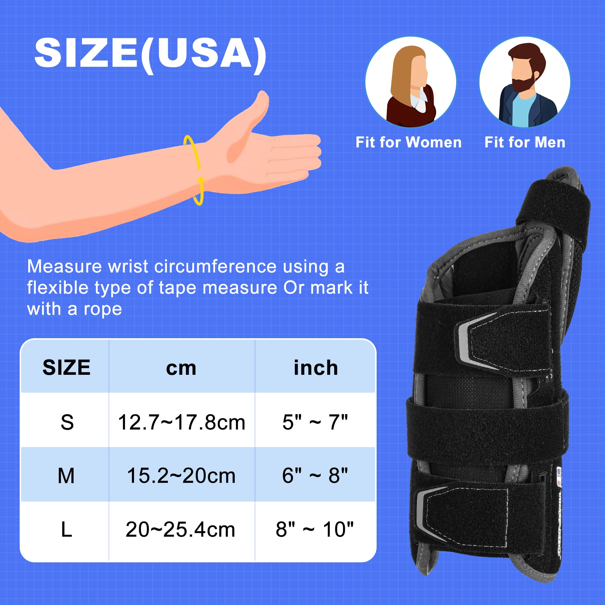 TIMTAKBO Thumb Wrist Brace, Carpal Tunnel Wrist Thumb Spica Splint, Wrist Splint Night Support Thumb Stabilizer, Wrist Brace Hand Brace for Sprained Wrist, Arthritis, Tendinitis - Left Hand, M