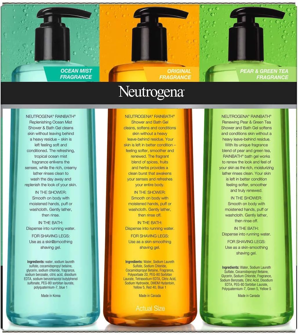 Neutrogena Rainbath Shower & Bath Gel, Variety Pack, 16 Fluid Ounce (Pack of 3)