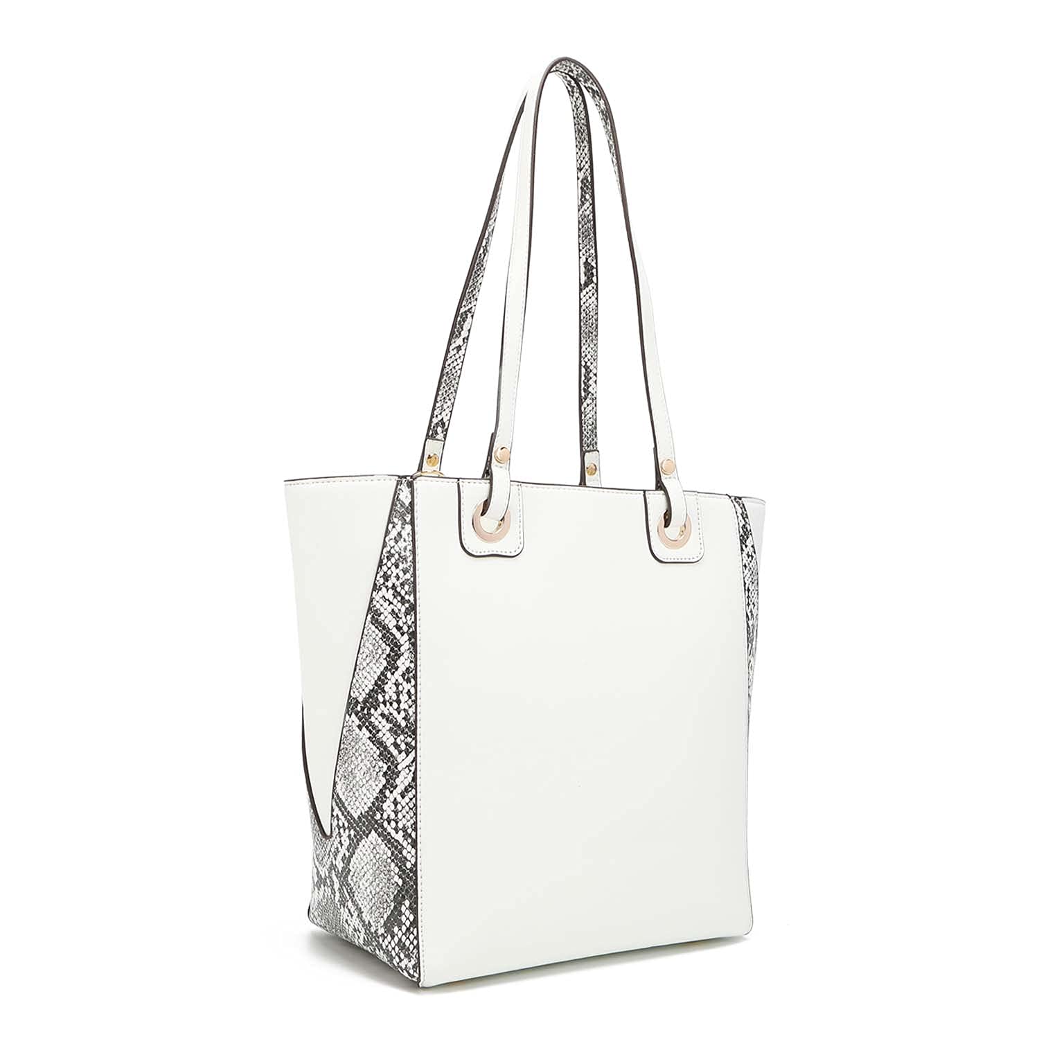 Nicole Lee Natalia 3 Piece Set (Shopper, Mini Satchel Crossbody, Clutch) (WHITE)