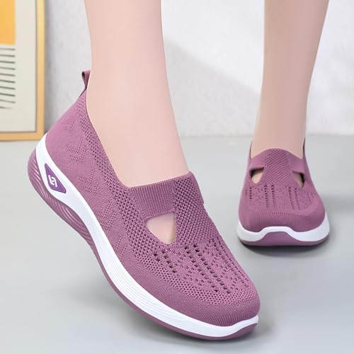 Soft Sole Orthopedic Casual Shoes Mesh up Stretch Platform Shoes Wide Width Elderly Shoes with Adjustable Closure Soft Comfortable Casual Walking Sneakers Shoes (C-PP1, 8.5)