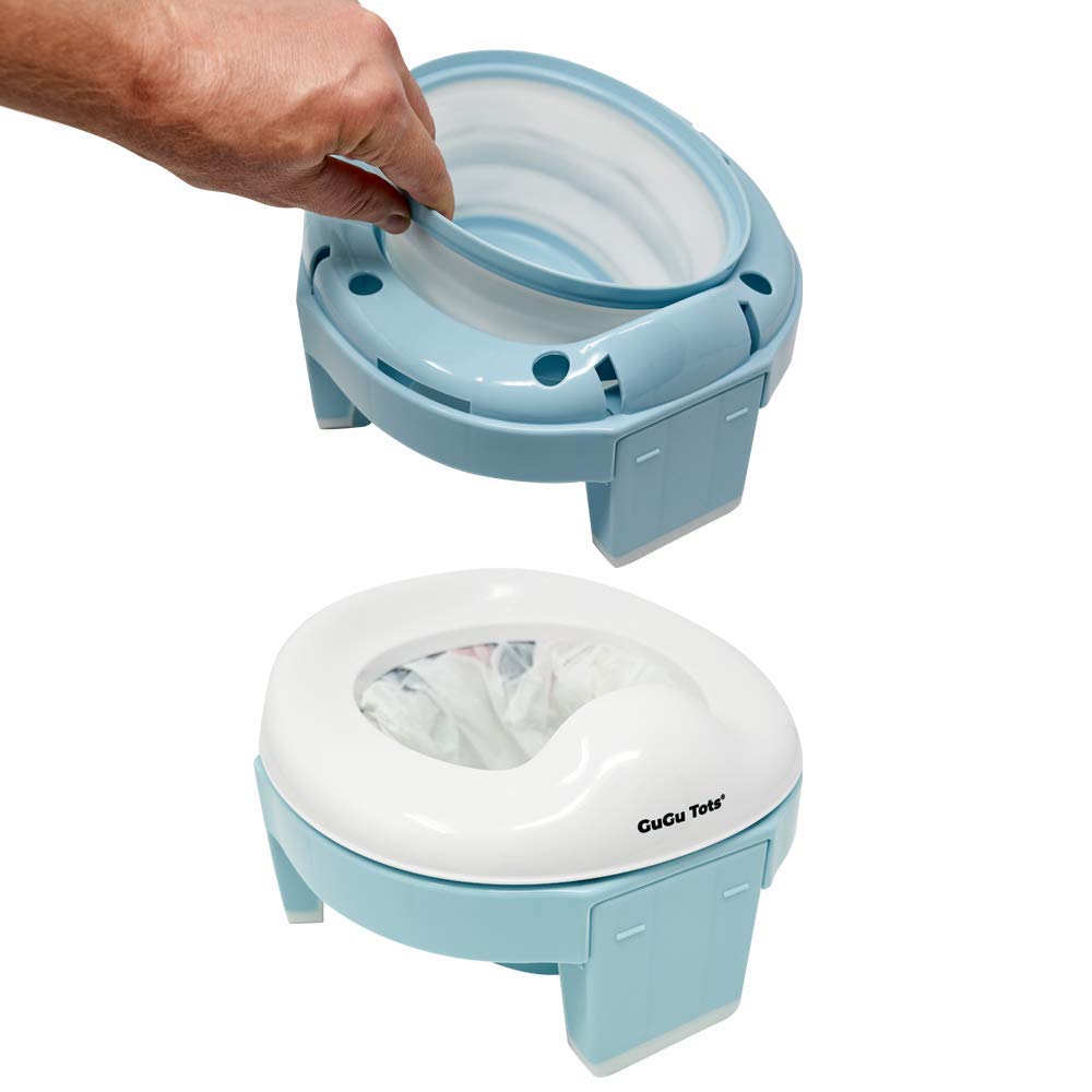 Portable Potty and Training Seat with Free Travel Bag for Toddlers (Sky Blue) by GuGu Tots