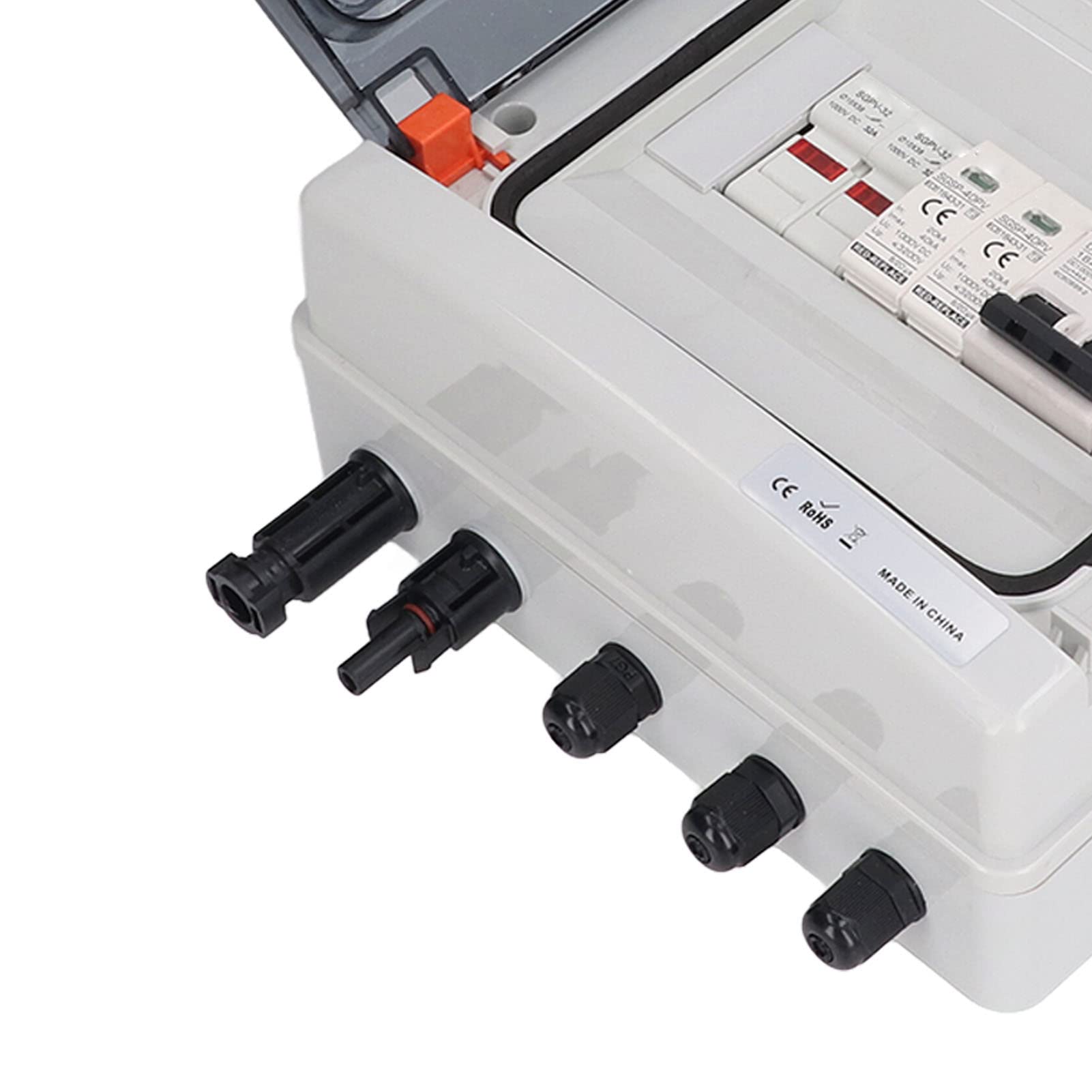 Solar PV Combination Box, IP65 Rated Waterproof and Dustproof, Light Indication Protective Transparent Cover, 40A 1000V Suitable for PV Grid Connection System