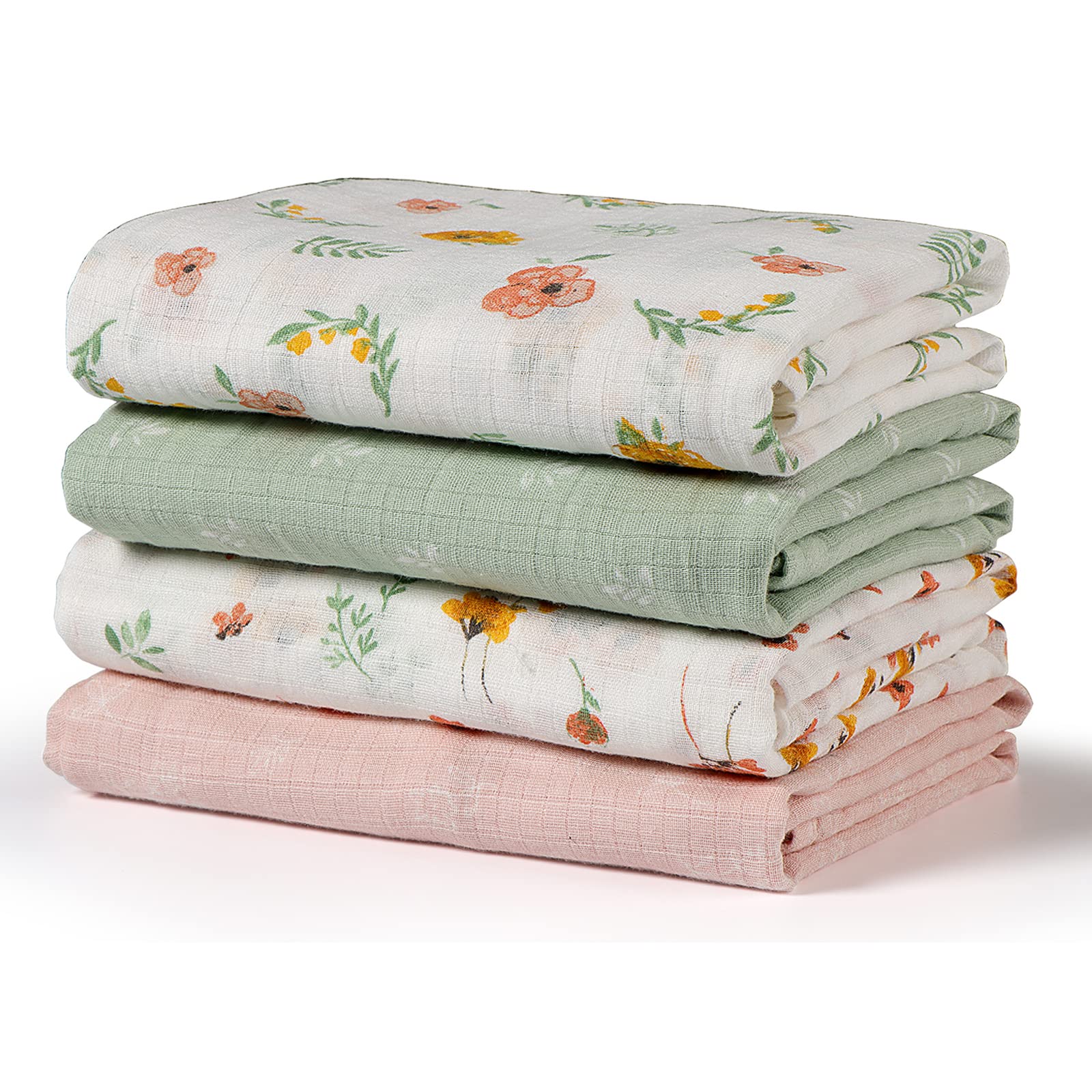 Softan Swaddle Blanket, Muslin Swaddle Blanket for Boys & Girls, 47X47In Muslin Swaddle Receiving Blanket for Newborn, Baby Muslin Swaddle Blanket Soft Silky & Breathable, 4 Pack