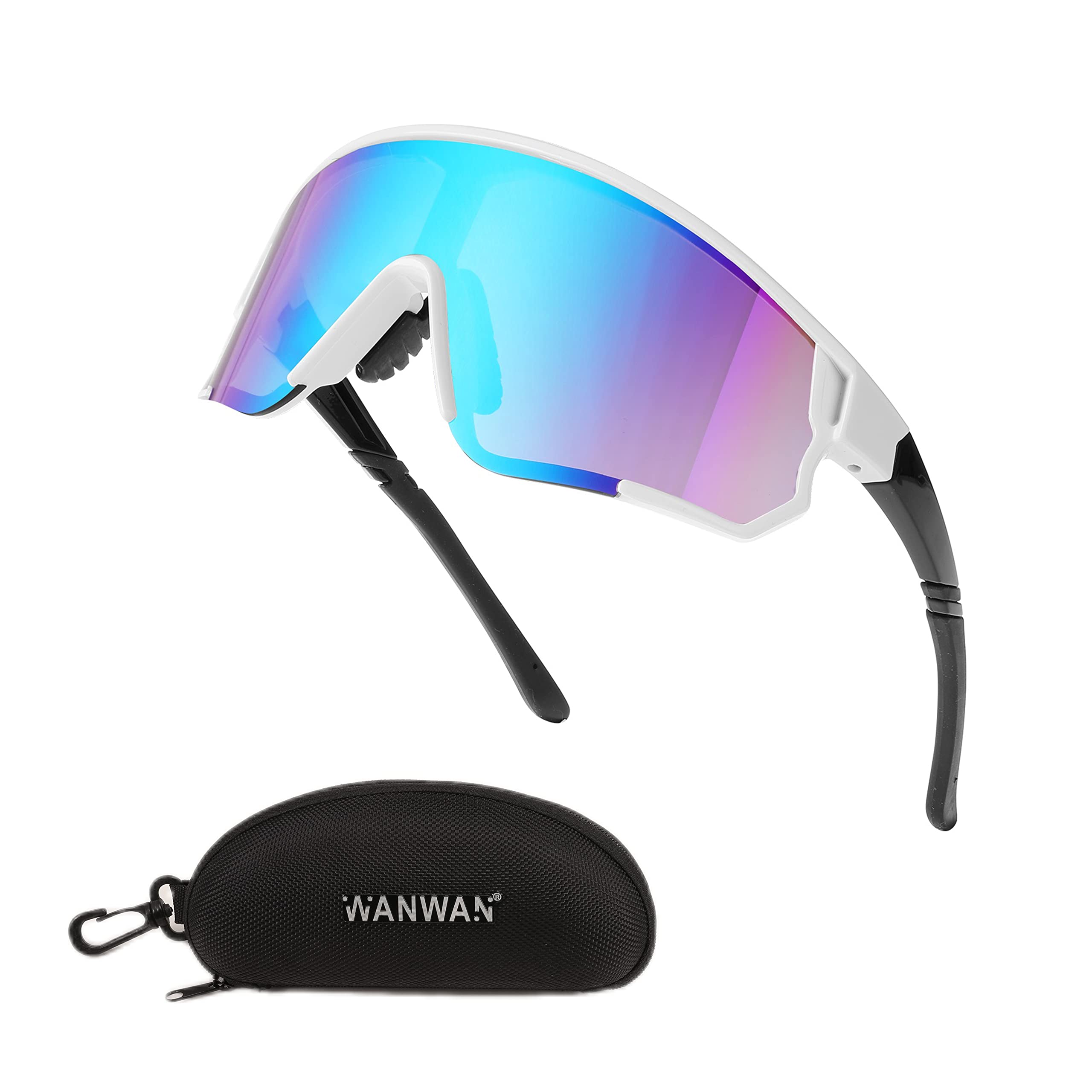 WANWAN Men Sports Sunglasses, Youth Cycling Glasses 80s Style Baseball Running Ski Visor Shade