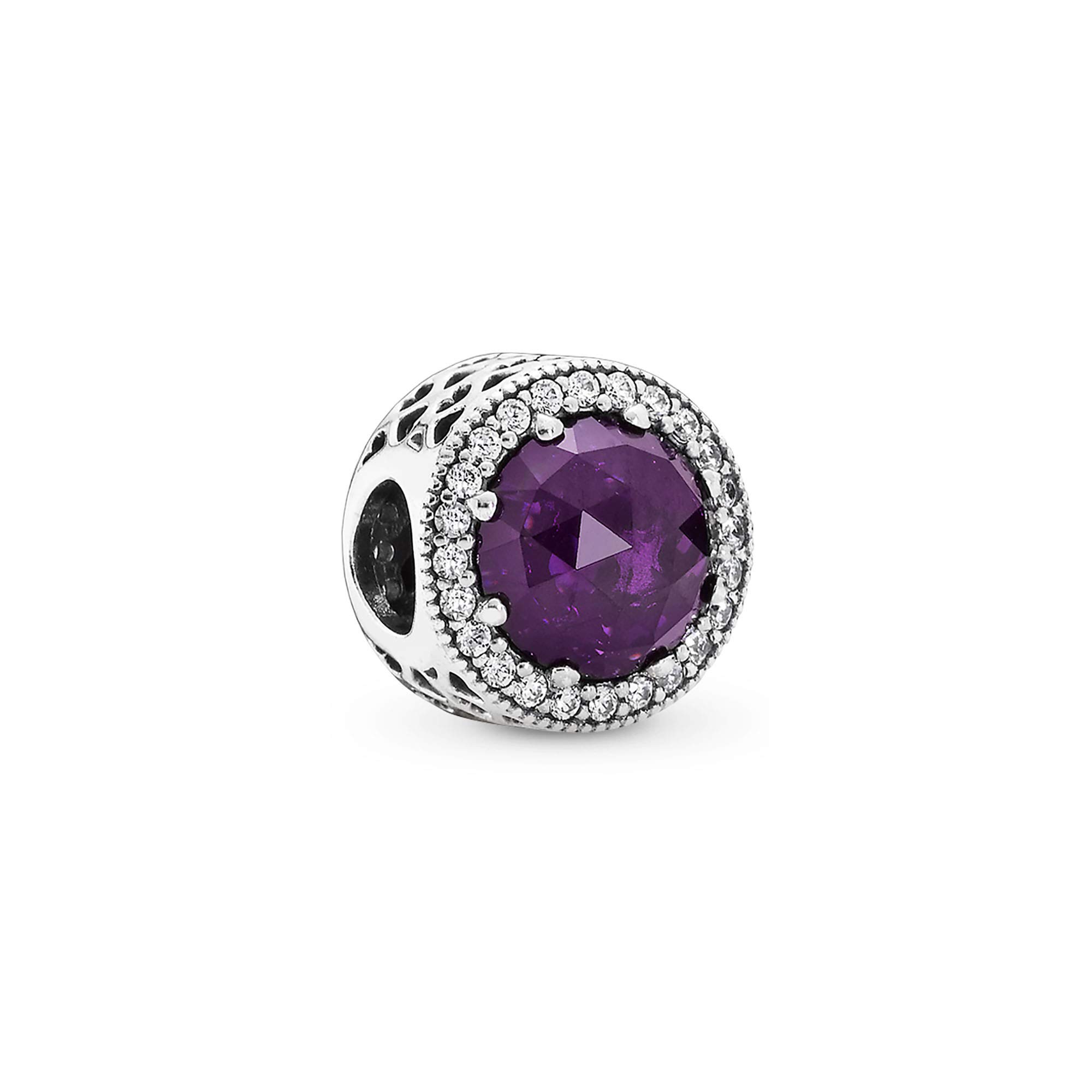 Pandora Jewelry Purple Radiant Hearts Crystal and Cubic Zirconia Charm in Sterling Silver
