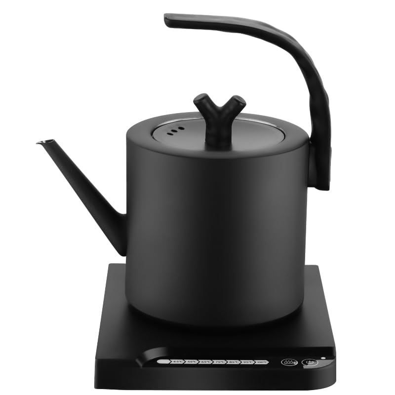 Smart Electric Kettle 1.0L with 7-Temp Control, Tea Maker, 0.5-24h Keep Warm, Stainless Steel Water Boiler, Ultra Fast Boiling Hot Water Kettle for Pour-Over Coffee/Tea/Oatmeal, 1000W,Matte Black