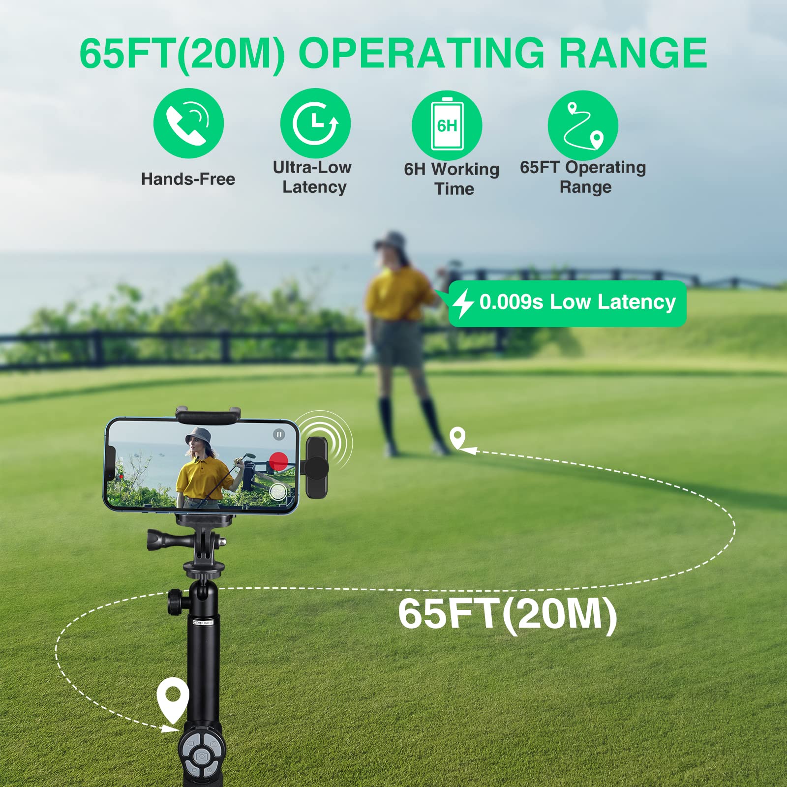 Wireless Lavalier Microphone for iPhone iPad Android, Plug-Play,QTREE Reverberation Auto-Sync Lapel Micophone for Vlog Recording,YouTube,TikTok,Facebook Live Stream(1 Mic with Lighting/USB-C Port)