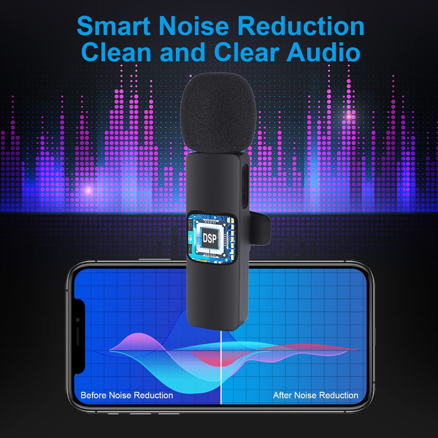 Wireless Lavalier Microphone for iPhone/iPad/Android, Plug-Play Lapel Clip-on Mini Mic for YouTube Facebook TikTok Live Stream VLOG Video Interview Recording-Noise Reduction, No APP & Bluetooth Needed