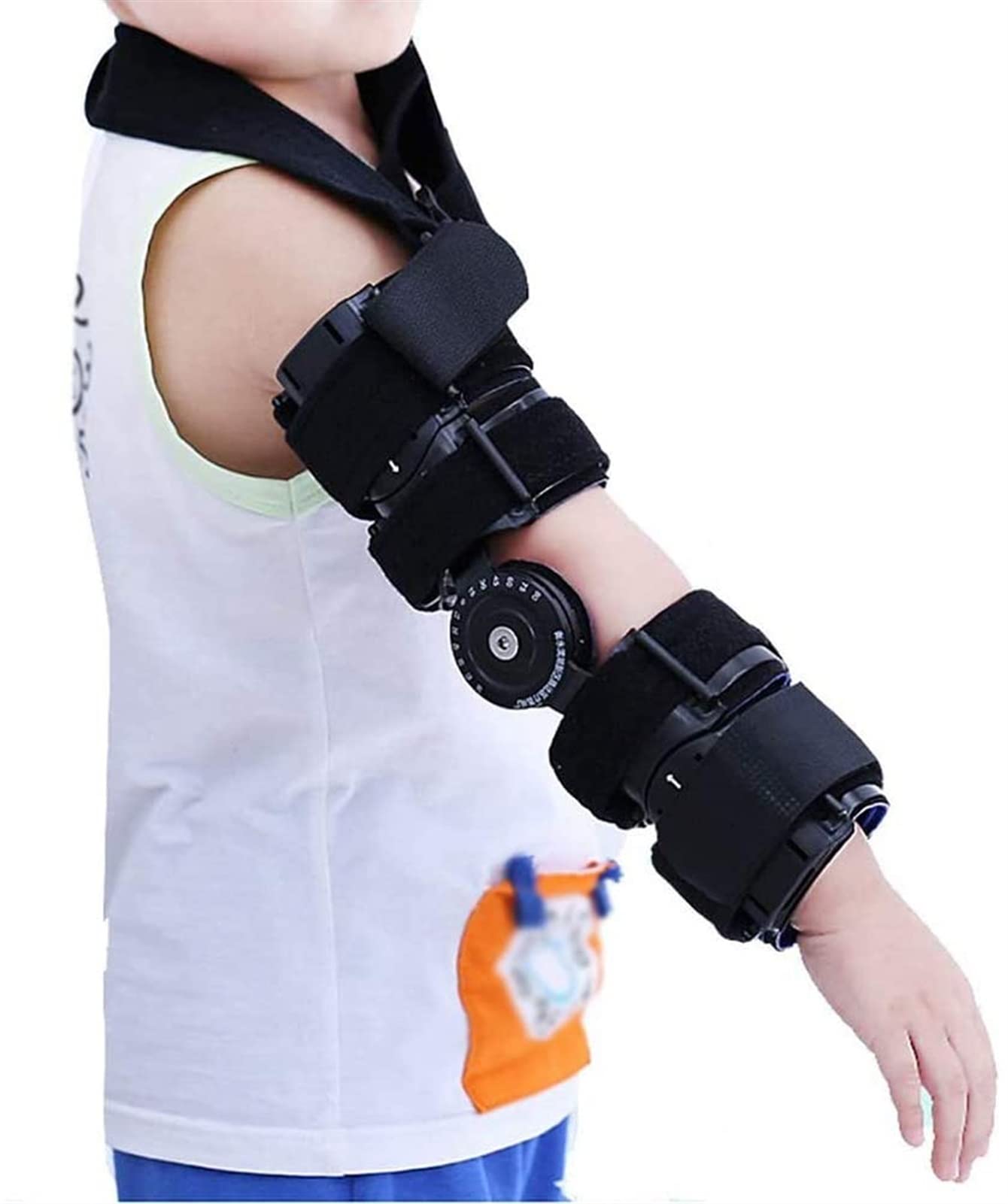 TSUSF Child ROM Hinged Elbow Brace, Adjustable Elbow Orthosis Stabilizer Splint, For Arm Injuries Recovery Joint Pain Relief