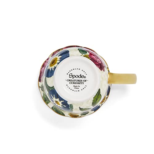 Spode Creatures of Curiosity Collection Cream Floral Coffee Mug, 12 Ounce, Gold Rim and Handle, Made of Fine China, Mugs for Coffee, Tea Cup, Hand Wash