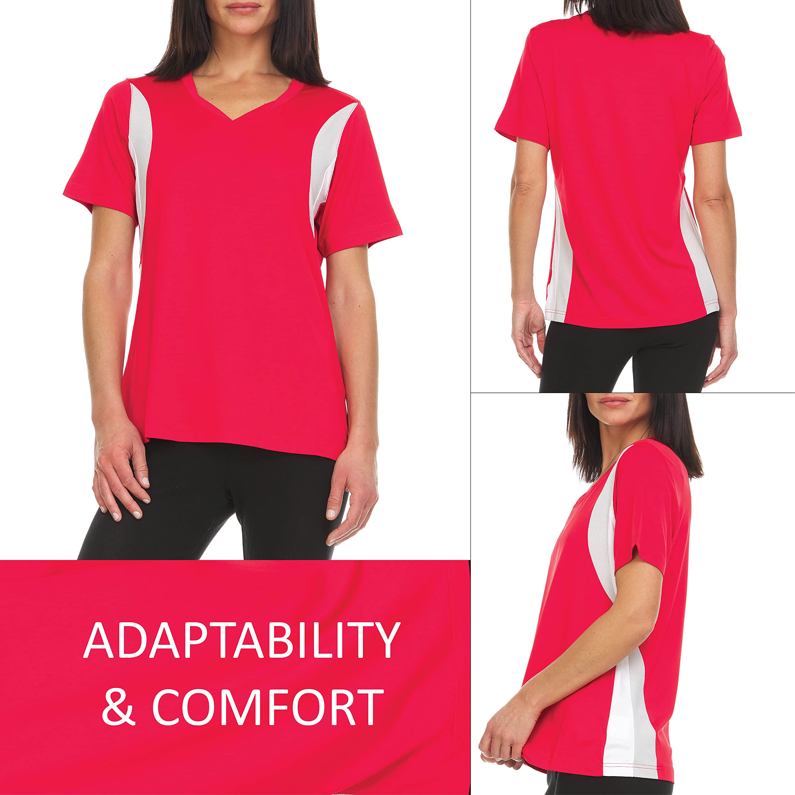 Women’s Activewear Dry Fit Athletic Moisture Wicking V Neck T-Shirts for Women - Workout t-Shirt 1&2 Pack