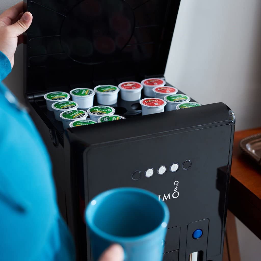 Primo hTRIO Water Dispenser with K-Cup Coffee Brewing, Bottom-Loading 2 Temp (Hot & Cold) Water Cooler Water Dispenser for 5 Gallon Bottle, Black and Stainless Steel