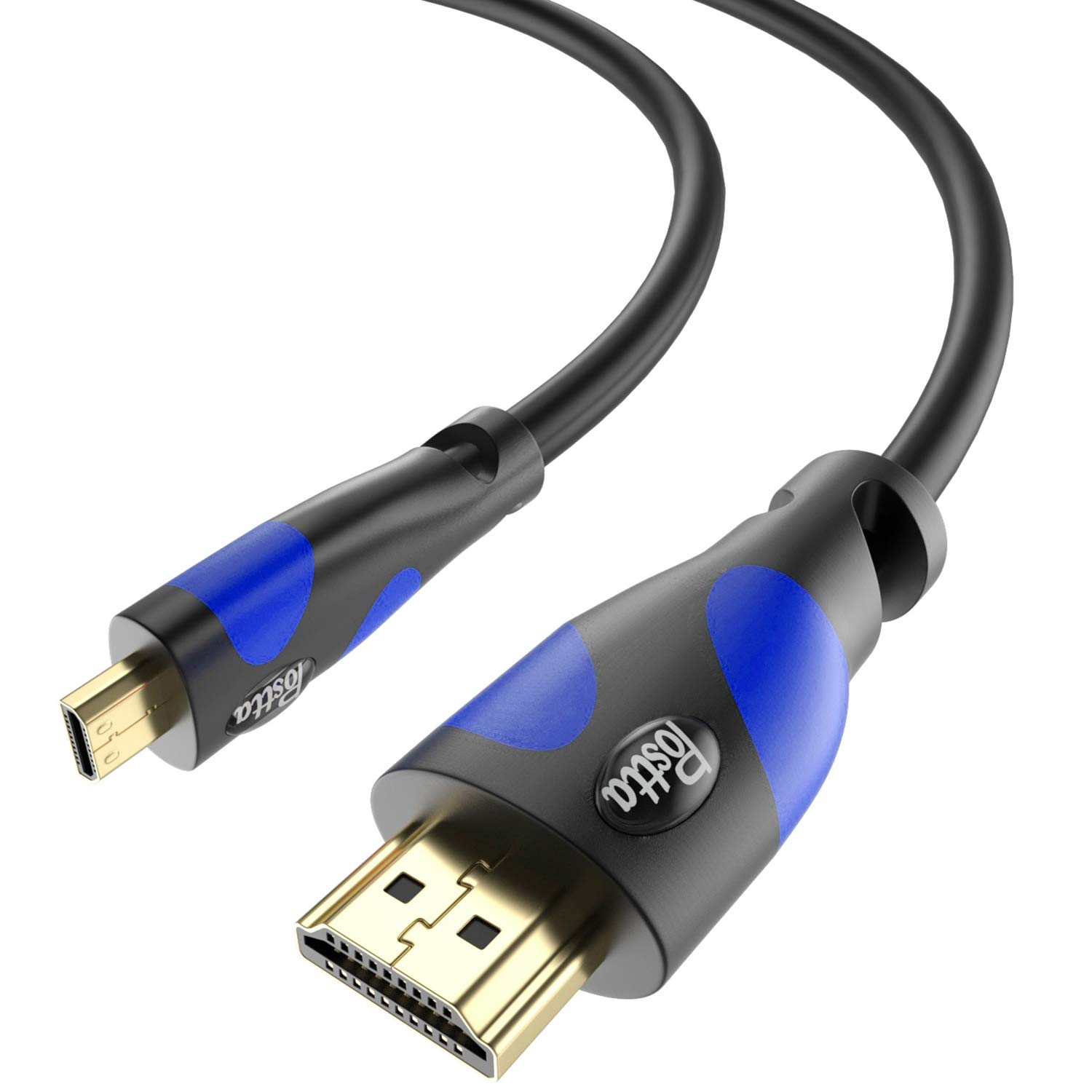 Postta Micro HDMI Cable 10 Feet Micro HDMI to HDMI Adapter Cable Support 4K,1080P,3D,Ethernet-Blue