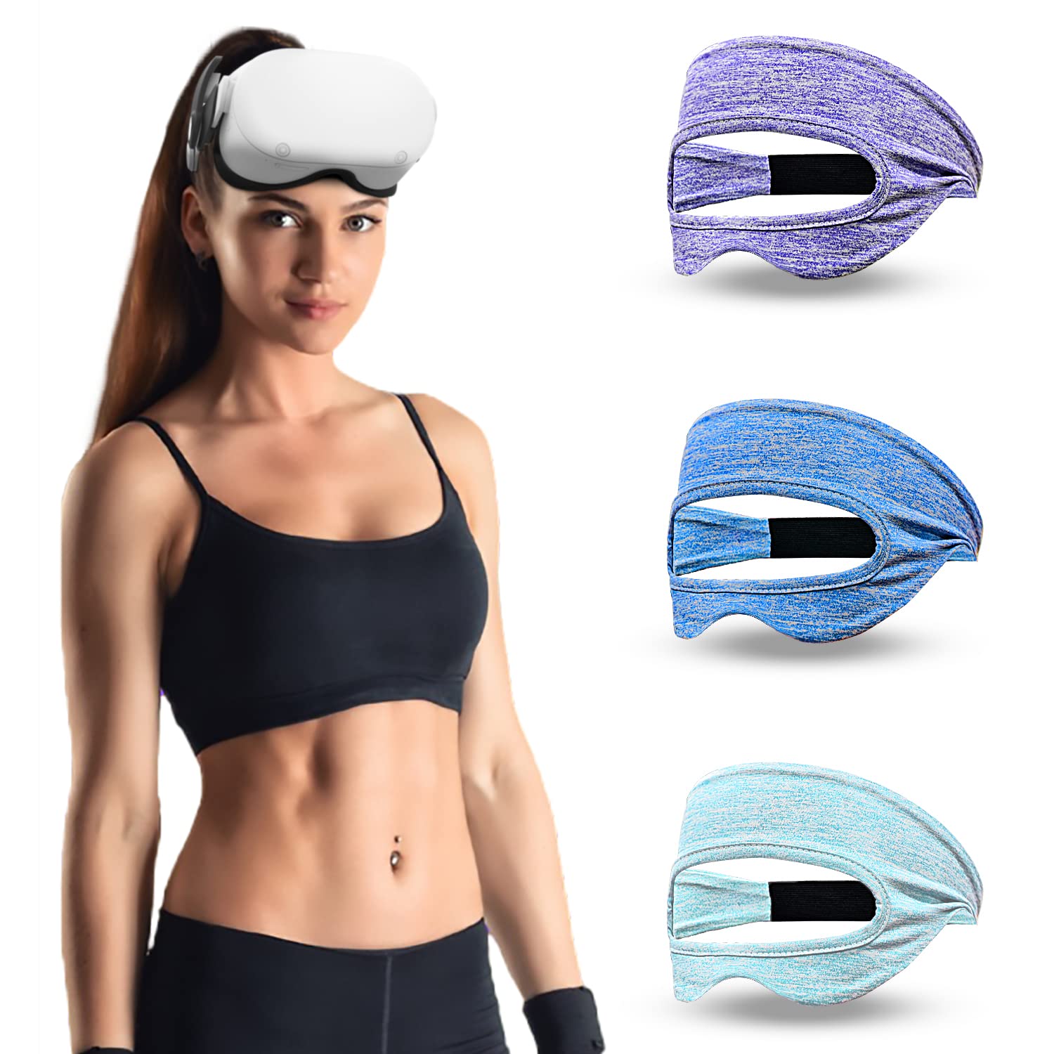 VR Sweat Band Mask for Oculus Quest 2 Sweat Guard, Breathable & Elastic Face Cover for Wearable Tech Virtual Reality Gear, Oculus Quest 2 Accessories for Men Women (3 PCS)