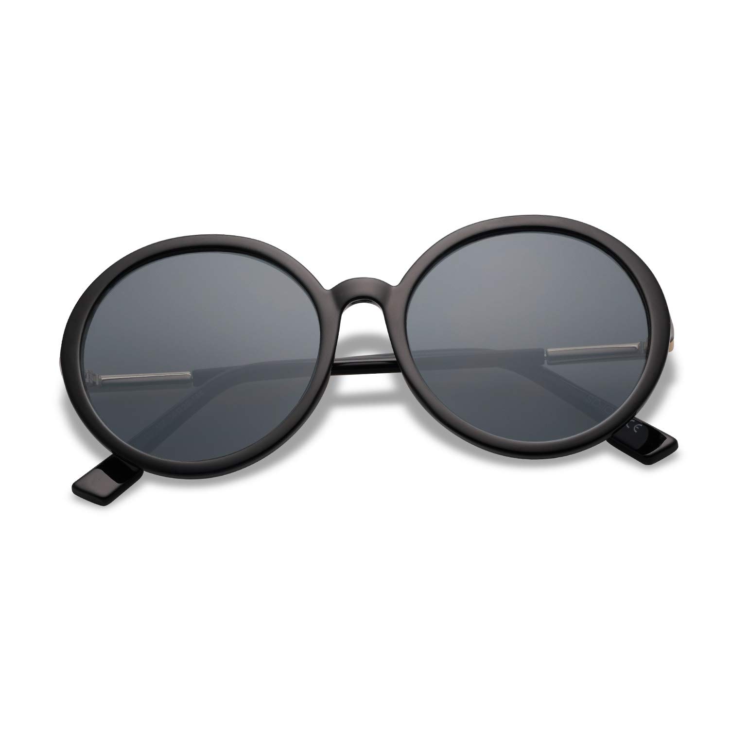 SOJOS Vintage Round Sunglasses for Women Classic Retro Designer Style SJ2121 with Black Frame/Grey Lensā¦