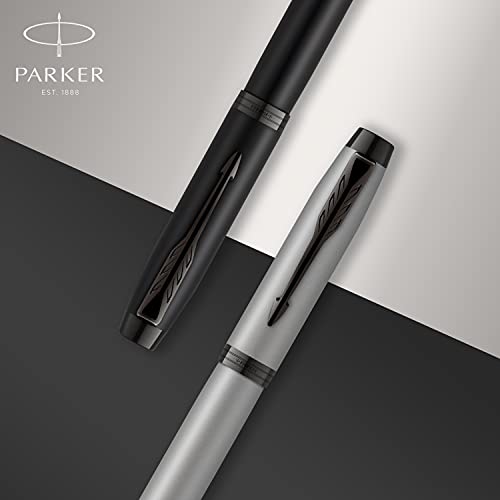 Parker IM Rollerball Pen, Brushed Metal and Gold with Fine Point Black Ink Refill (1975542)