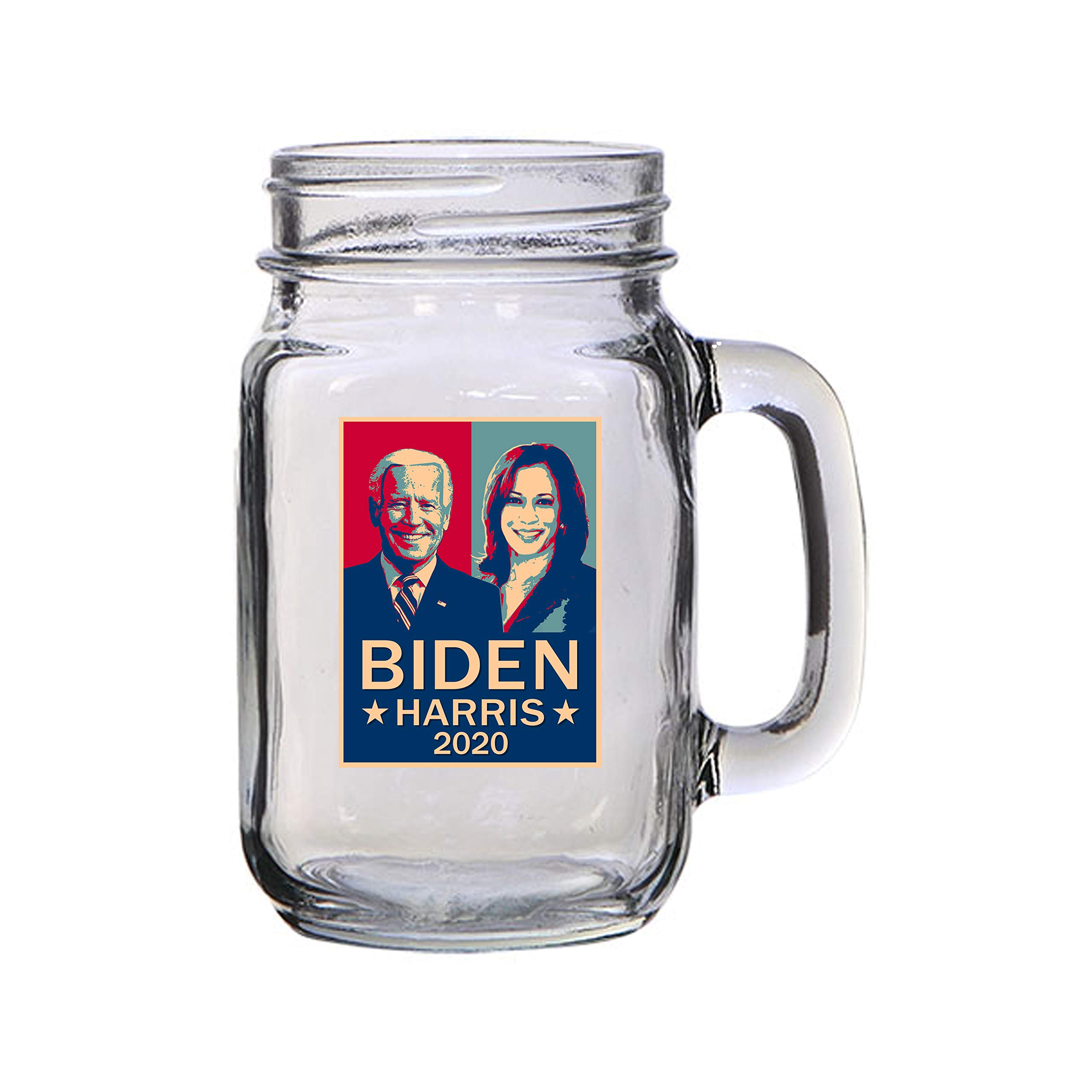 United States USA President Presidential Election Voting 2020 Party White House Candidates - 16 oz Mason Jar Glass Mug for Beer Tea Wedding, Engagement Anniversary for Newlyweds (Biden Harris)