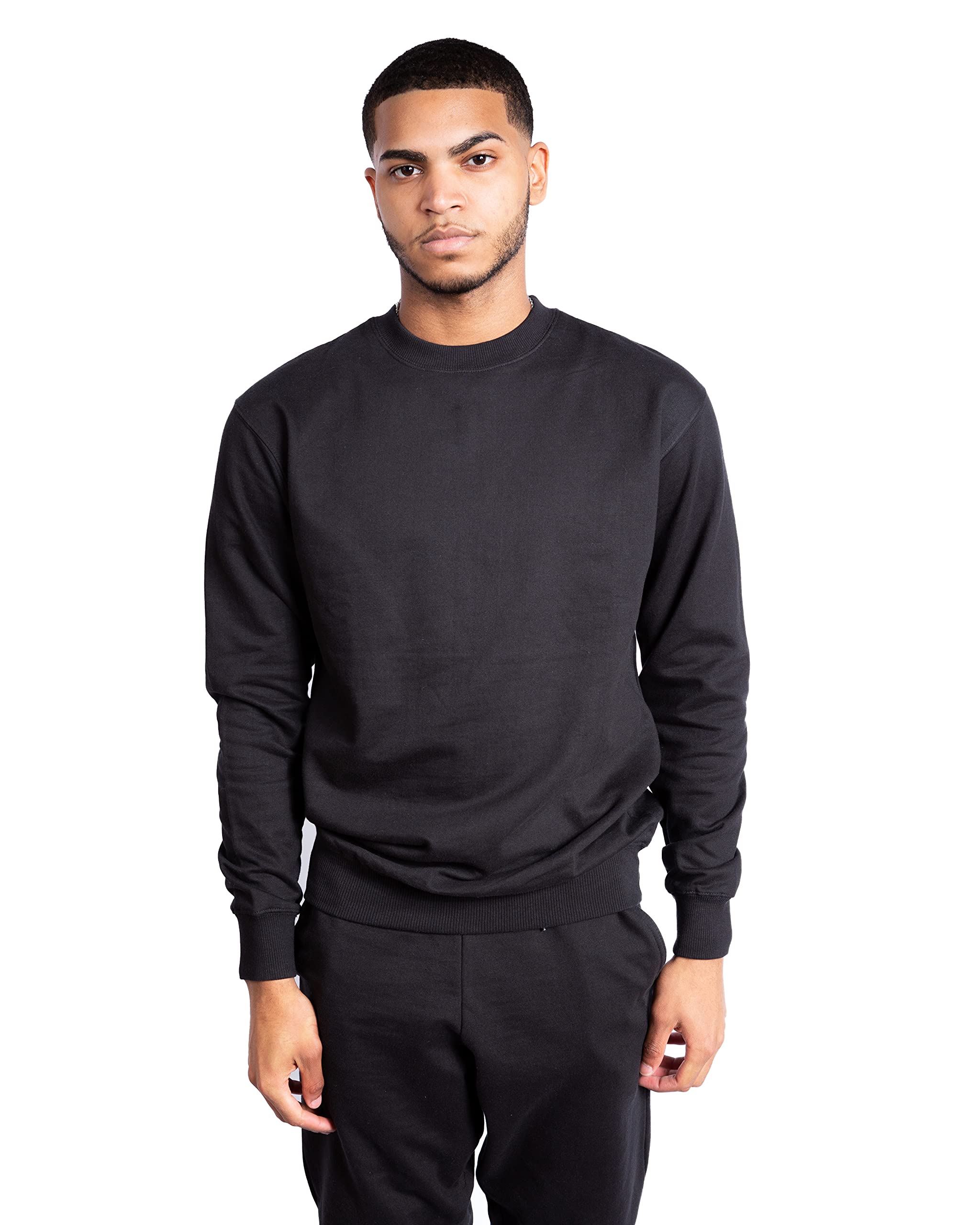 Wardrobe X Mens Premium Fleece Crewneck Tracksuit | 2 Piece Solid Color Tracksuit Set with Crewneck and Sweatpants