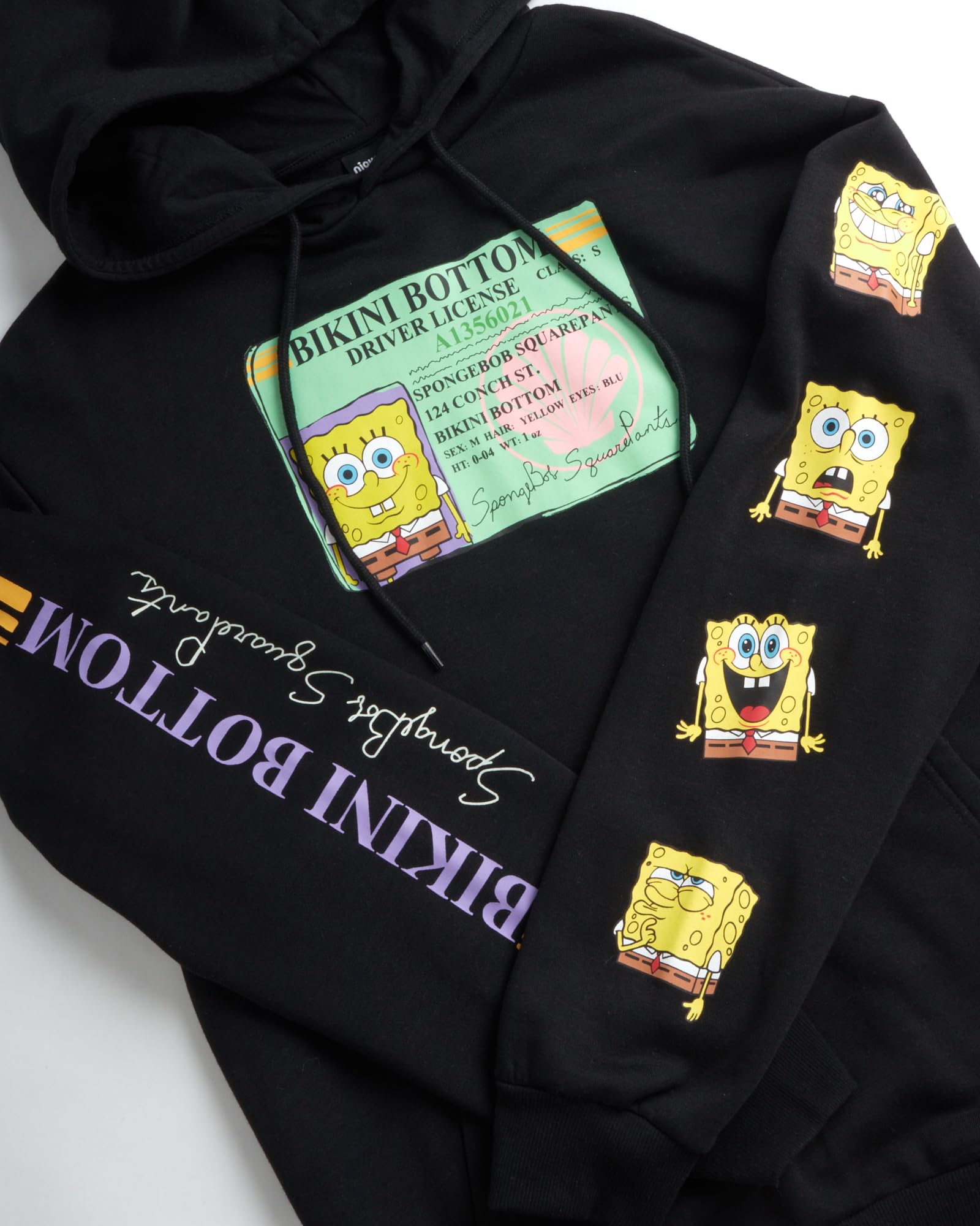 Nickelodeon Men’s SpongeBob and Patrick Fleece Sweatshirt – Men and Women’s Unisex Pullover Hoodie (Size: S-XL), Size Large, Spongebob Black