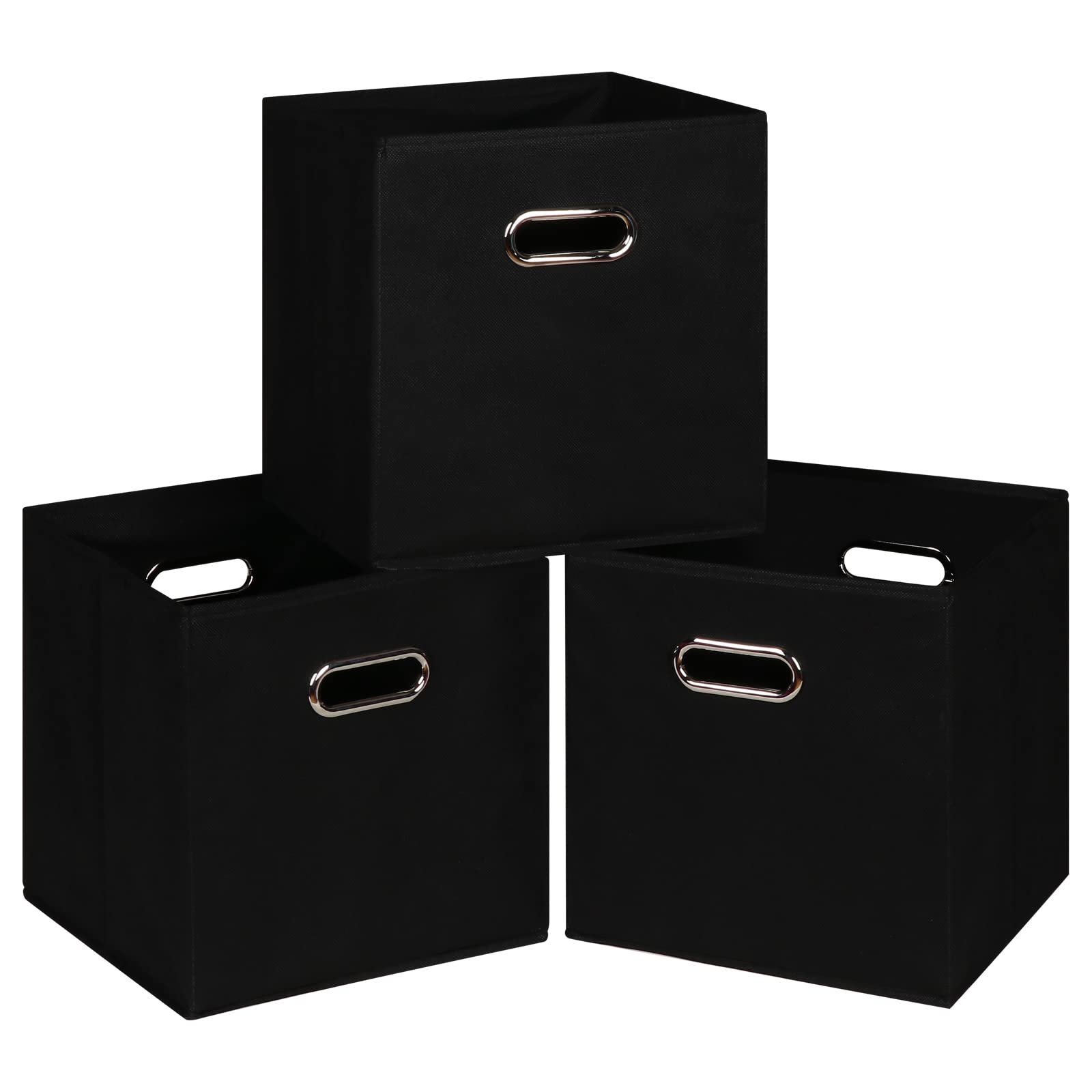 NieEnjoy Black Fabric Cubes Storage Containers ,Foldable Storage Bins Cubes Organizer Baskets with Dual Handles for Shelf Closet Set of 6,(Khaki)