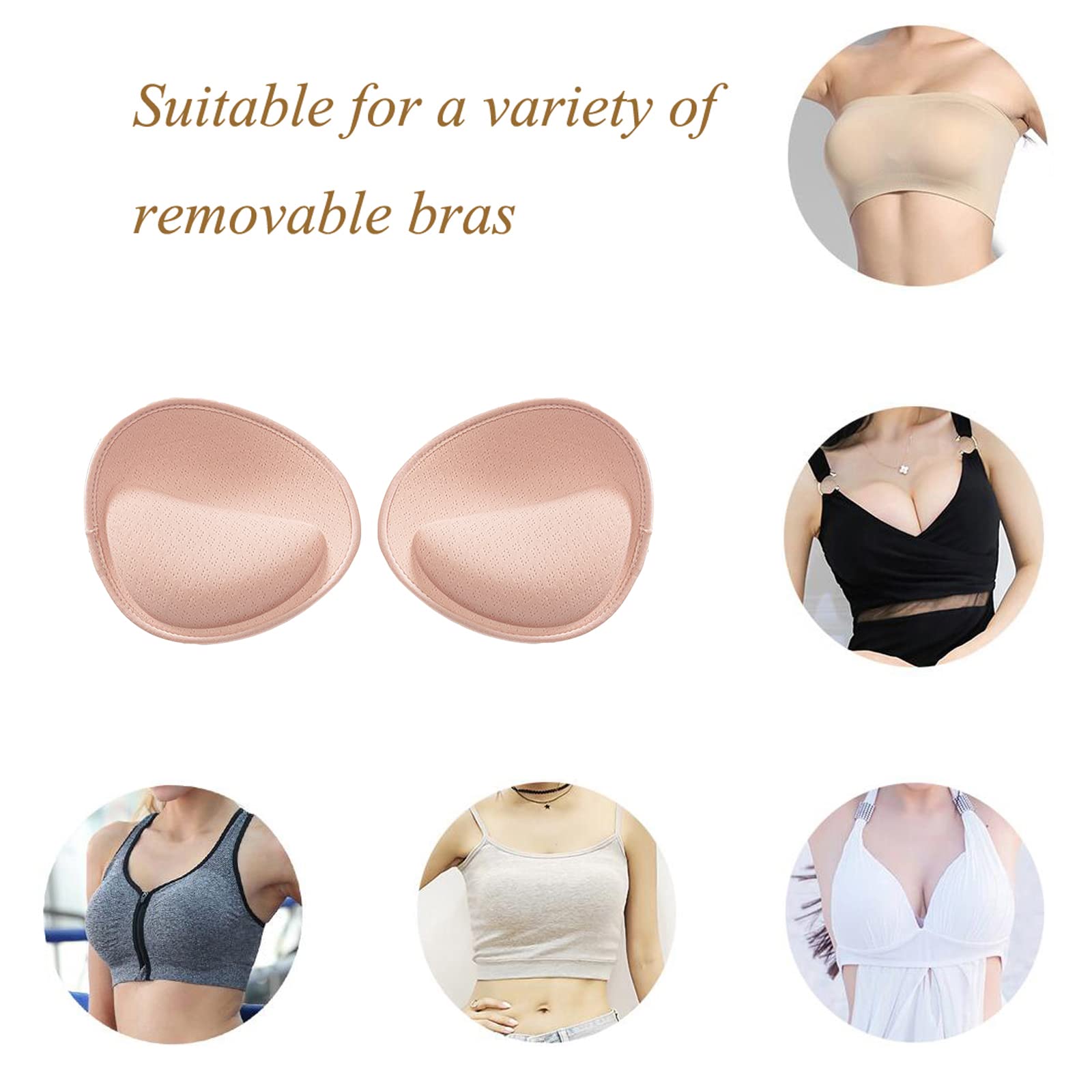 ONDY Thick Bra Pads Inserts, Breast Enhancers Inserts, Latex Bras Inserts Push Up Pads for Sports Bra Cups Swimsuit