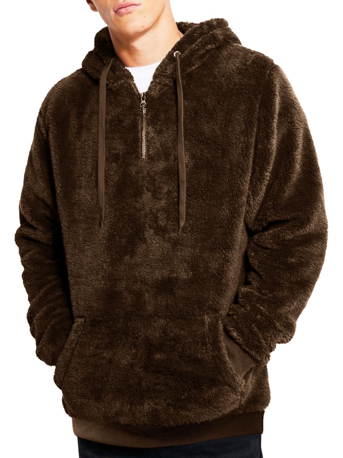NIeyook Womens Fuzzy Sherpa Lined Hoodie Warm Fleece Hooded Oversized Sweatshirt with Pockets Zip up Fluffy Pullover Hoodies Brown