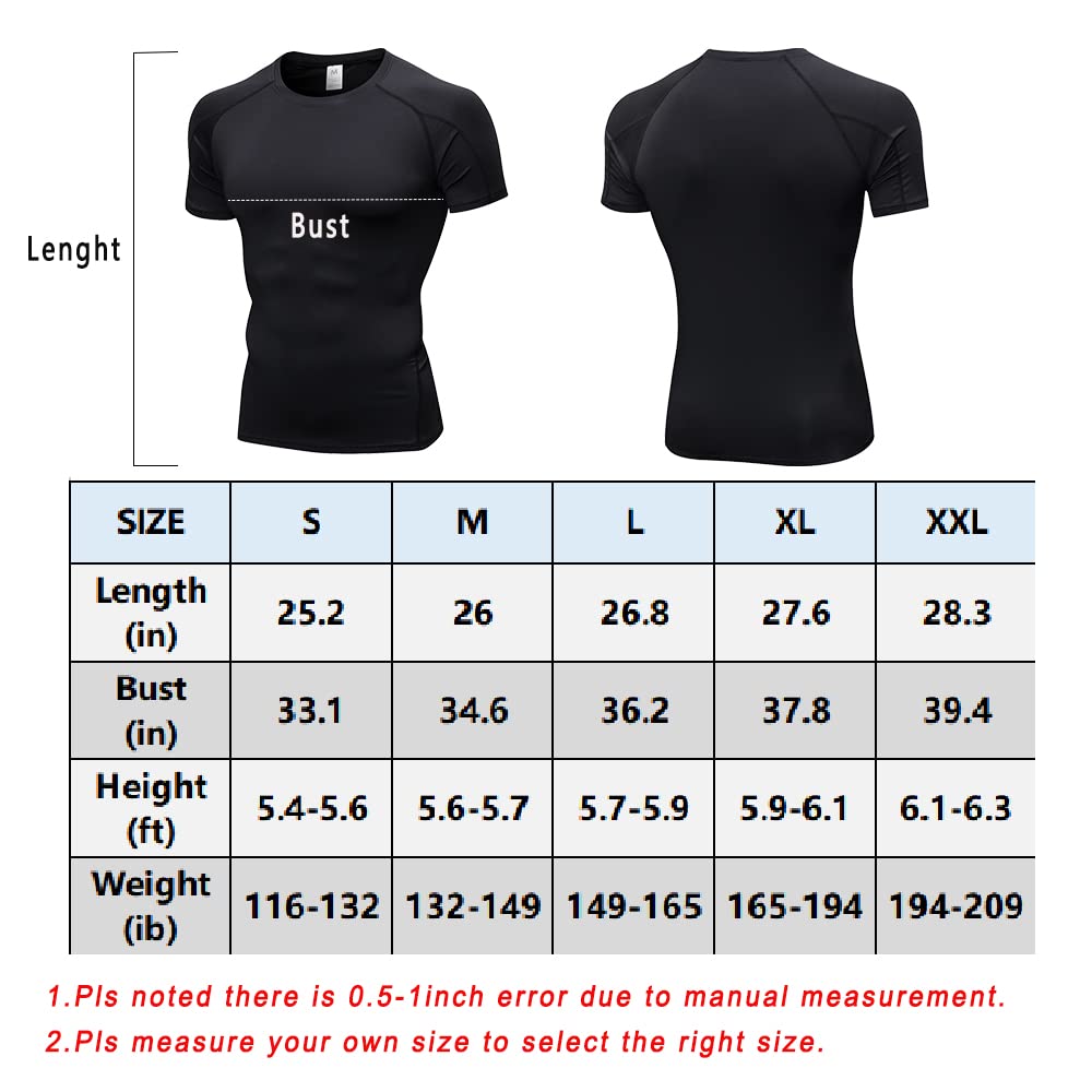 WRAGCFM 3 Pack Men's Compression Athletic Short Sleeve Shirts,Workout Cool Dry Baselayer Sports T-Shirts Running Tops(White+B Red+B Grey, S)