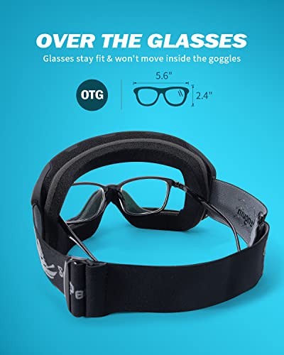 Super Penguin Ski Goggles Magnetic Lens & Replacement Lens, Double Spherical OTG Design Snow Goggles Anti-fog UV Protection