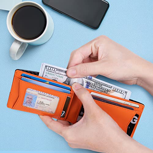 WRTEE Slim Wallet for Men Larger Capacity with 12 Slots RFID Blocking Bifold Credit Men's Wallet with ID Window Gift Box…