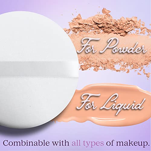 Powder Puffs - Extra Large Jumbo 4.5β - 100% Pure Cotton Soft Fluffy Washable Puff For Makeup Face Body Loose Powder Foundation