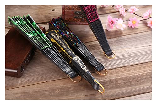 WLABS Folding Fans Embroidered Sequins Folding Fan Chinese Style Classical Hand Fans Dance Manual Fan Handheld Folding Fan (Color : A4, Size : 23 * 41CM)