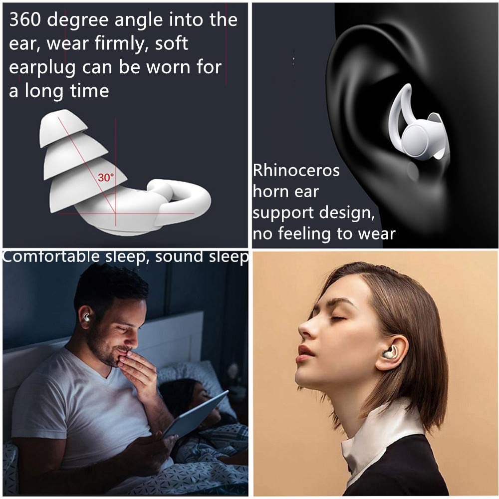 Reusable Safe Silicone High Fidelity Earplug, for Sleeping (Reduce 40dB), Swimming, Studying, Concerts, Noise Cancelling and Hearing Protection (Gray)